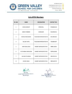 List of PTA | Green Valley School for Children