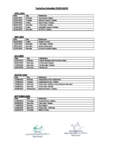 Tentative Annual Academic Calendar | Green Valley School for Children